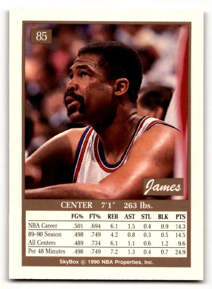 1990 SkyBox #85 James Edwards Detroit Pistons Basketball Cards NM Ne ID ...