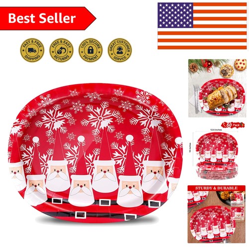 Christmas Dinnerware Set of 50 – Red Oval Plates, 10" x 12.5" for ...