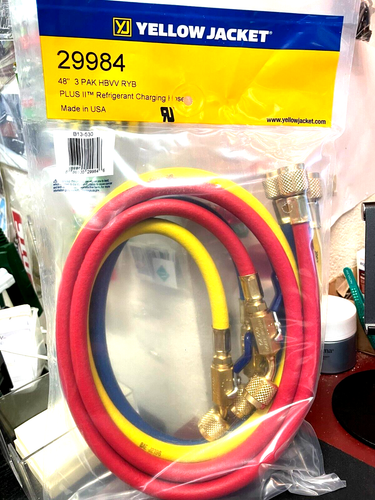 YELLOW JACKET, 29984, 48" 3 PAK HBVV RYB PLUS II, Refrigerant Charging ...