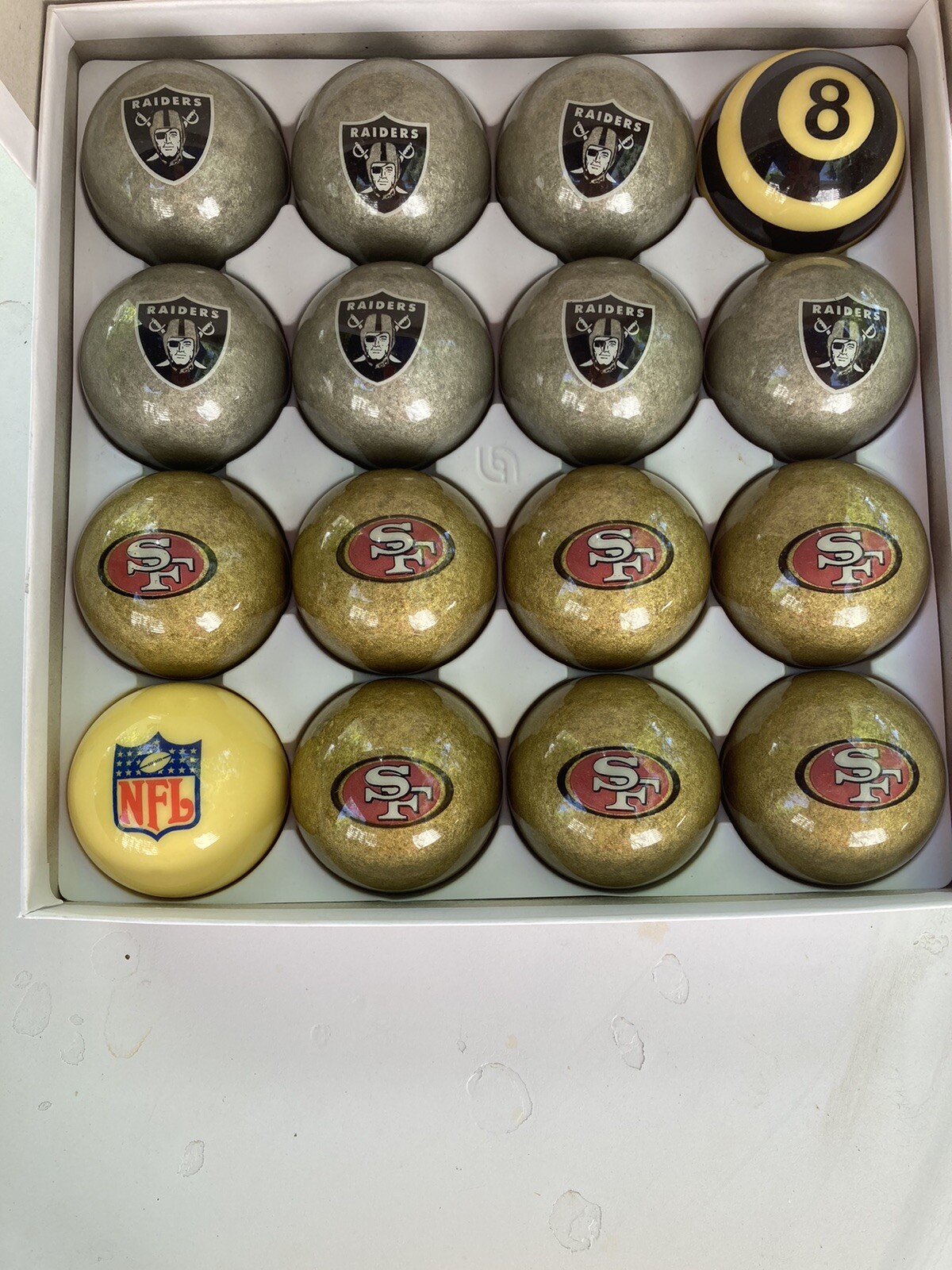 RAIDERS vs 49rs PREMIUM POOL BALLS ARAMITH 2 1/4” Battle of The Bay | eBay