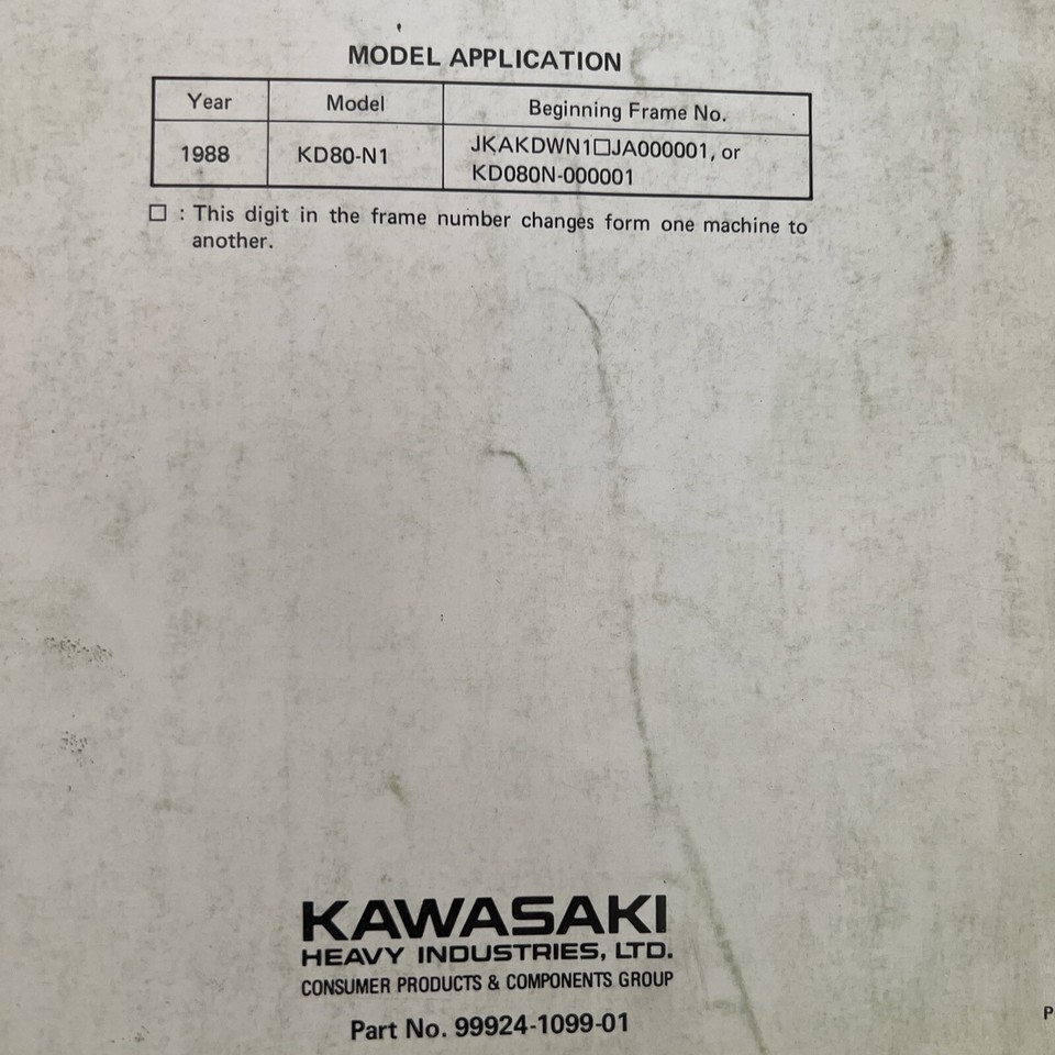 1988 Kawasaki KD80X Service Manual 99924-1099-01 | eBay