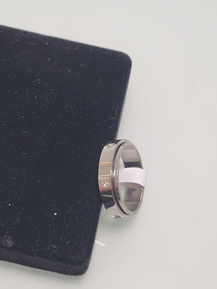 Stainless Steel Gem Set Spinner Ring Size 9 - B1 | eBay