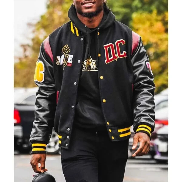 Washington Commanders DC Proper Black Wool Leather Varsity Letterman ...