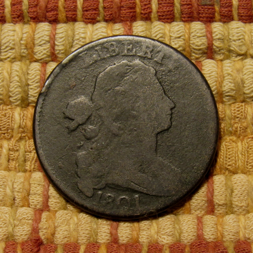 1801 DRAPED BUST LARGE CENT, S-224, G/VG ~ ORIGINAL, FULL DATE ...