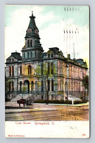 Springfield OH-Ohio Court House Clock Tower Horse Carriage Vintage 1907 ...