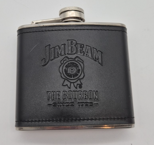 Jim Beam Flask Black Faux Leather Stainless Steel 5oz Pre-Owned | eBay