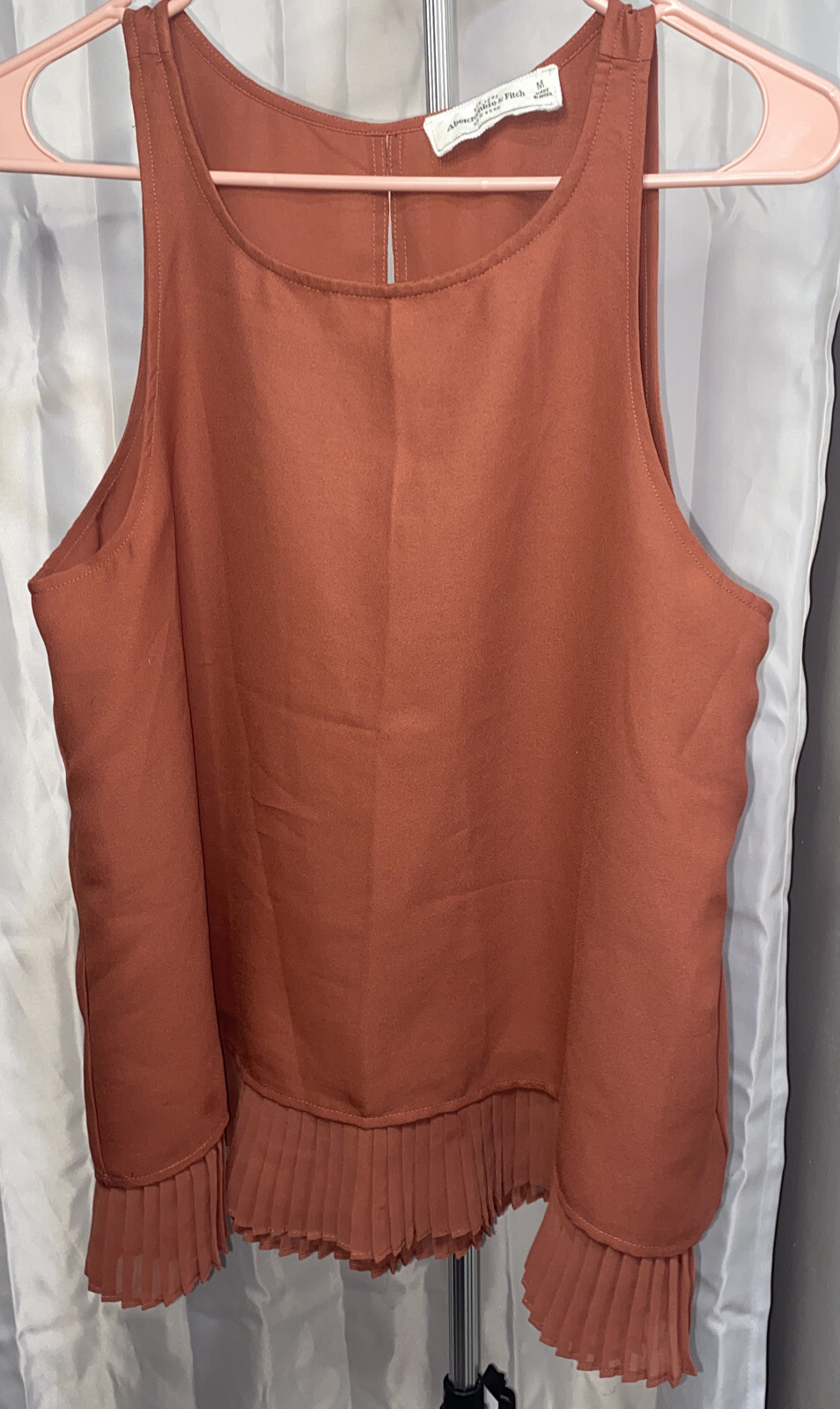 Abercrombie & Fitch Women's Rust Orange Dress Shirt Sleeveless Fringed ...