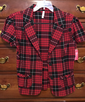 Xhilaration Red Plaid Jacket Medium | eBay