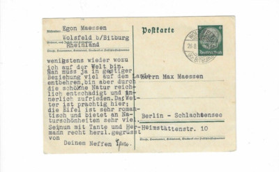 GERMANY 1935 Post Card sent from Wolsfeld to Berlin- Schlachtensee | eBay