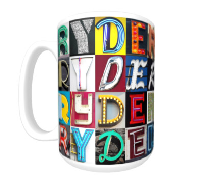 RYDER Coffee Mug / Cup featuring the name in photos of sign letters | eBay