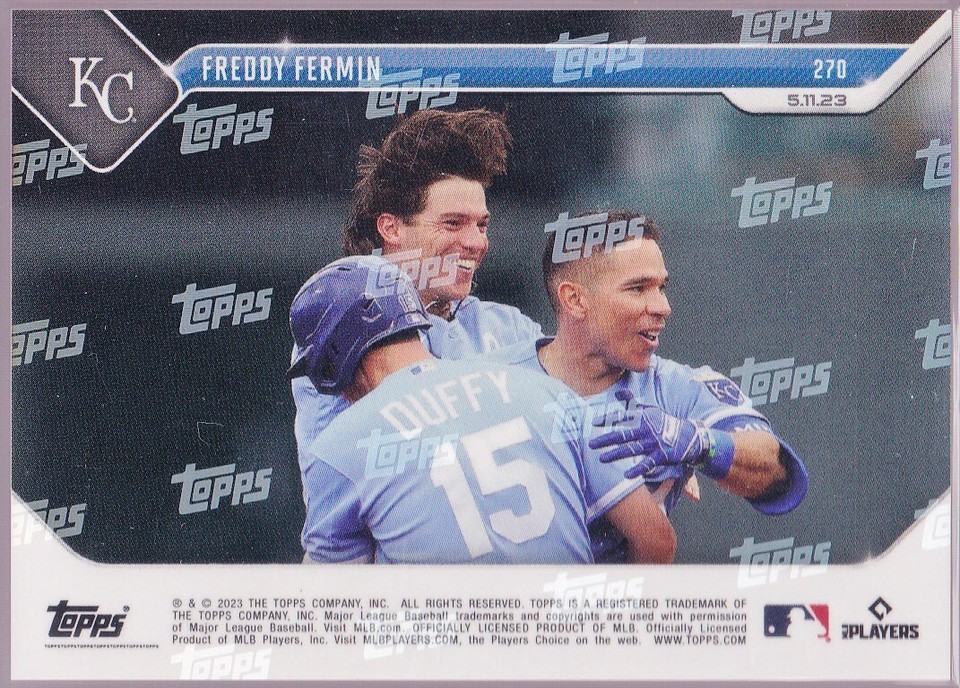 Freddy Fermin Royals Rookie 2023 Topps NOW 270 Drops 1st Bunt Walk-Off ...