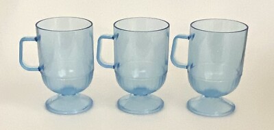 3 Vtg Tupperware Preludio Acrylic Pedestal Mugs Handled Cups ...