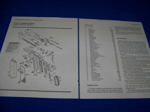 COLT COMMANDER SEMI-AUTO PISTOL (.38/.45 ACP).TAKEDOWN/EXPLODED VIEW ...