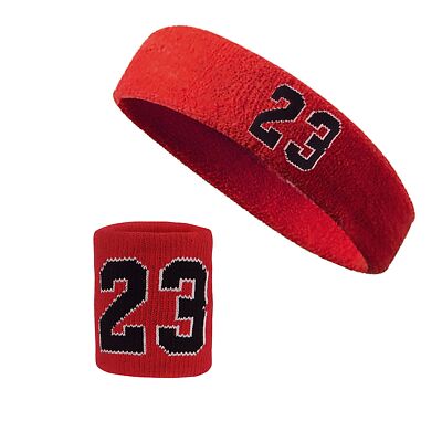 Basketball Wristbands Sweatbands Kit Red 23 Sweat Bands Sweat Absorbing ...