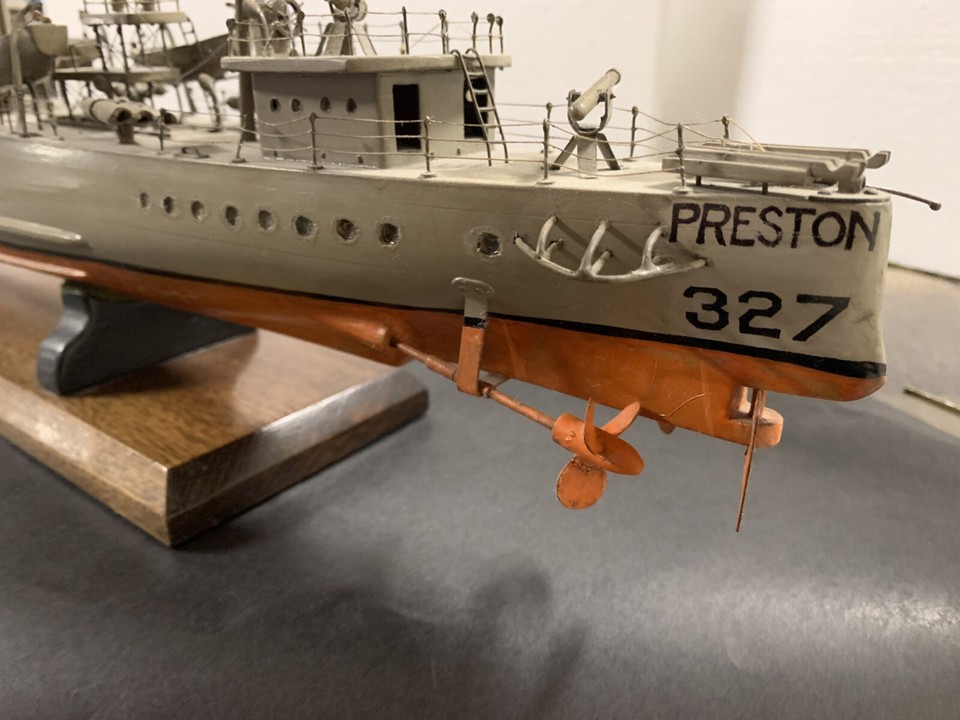 USS Preston (Maker unknown) Model WWI DESTROYER on a Wood Base - READ ...