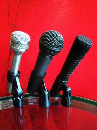Vintage 1980's lot Shure AKG E.V microphones w clips PROP MICS D70ME ...