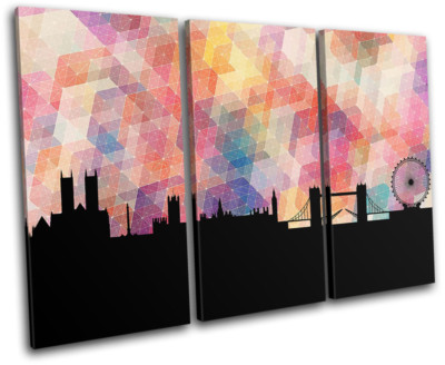 London Skyline Geometric Urban City TREBLE TOILE murale ART Photo Print ...
