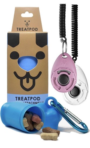 TREATPOD Leash Treat Holder and Training Clickers White/Pink - Dog 🐶 ...