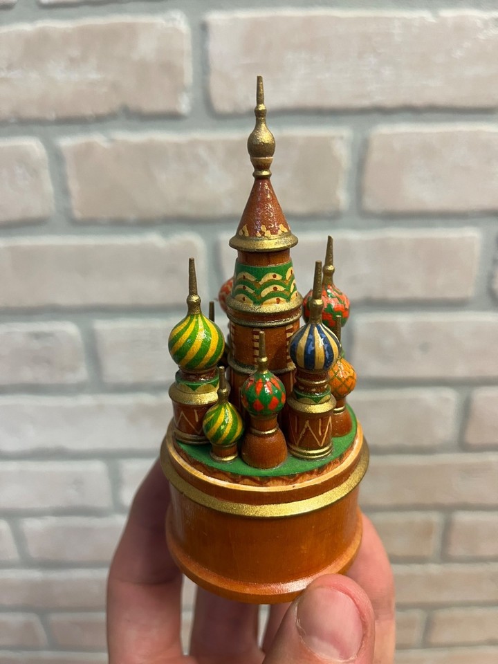 Vintage Wooden St Basil's Cathedral Church Russia Keepsake Trinket Box ...
