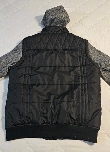 Distortion Hooded Puffer Jacket Mens Medium Black Gray | eBay