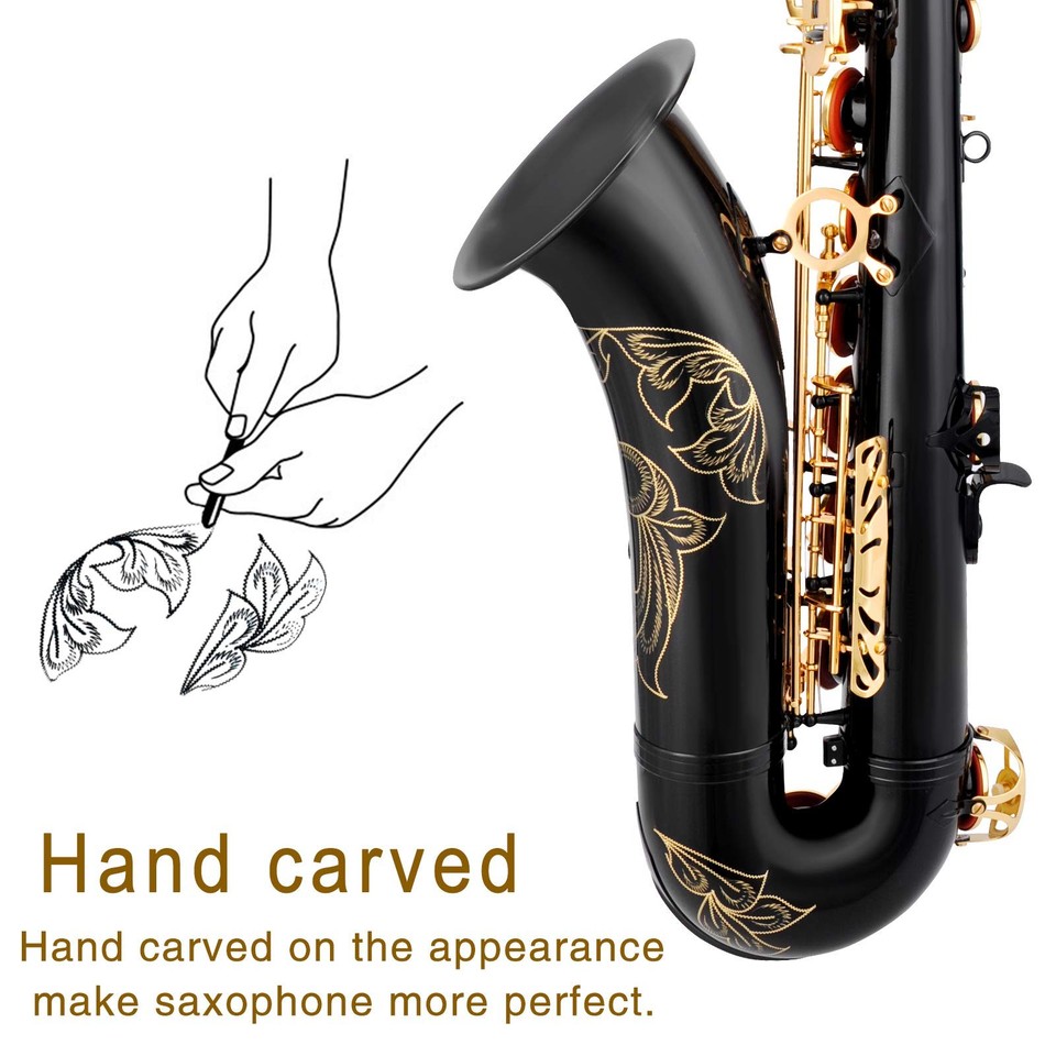 Tenor Saxophone Black/Golden B Flat Tenor Sax Professional Saxophone ...
