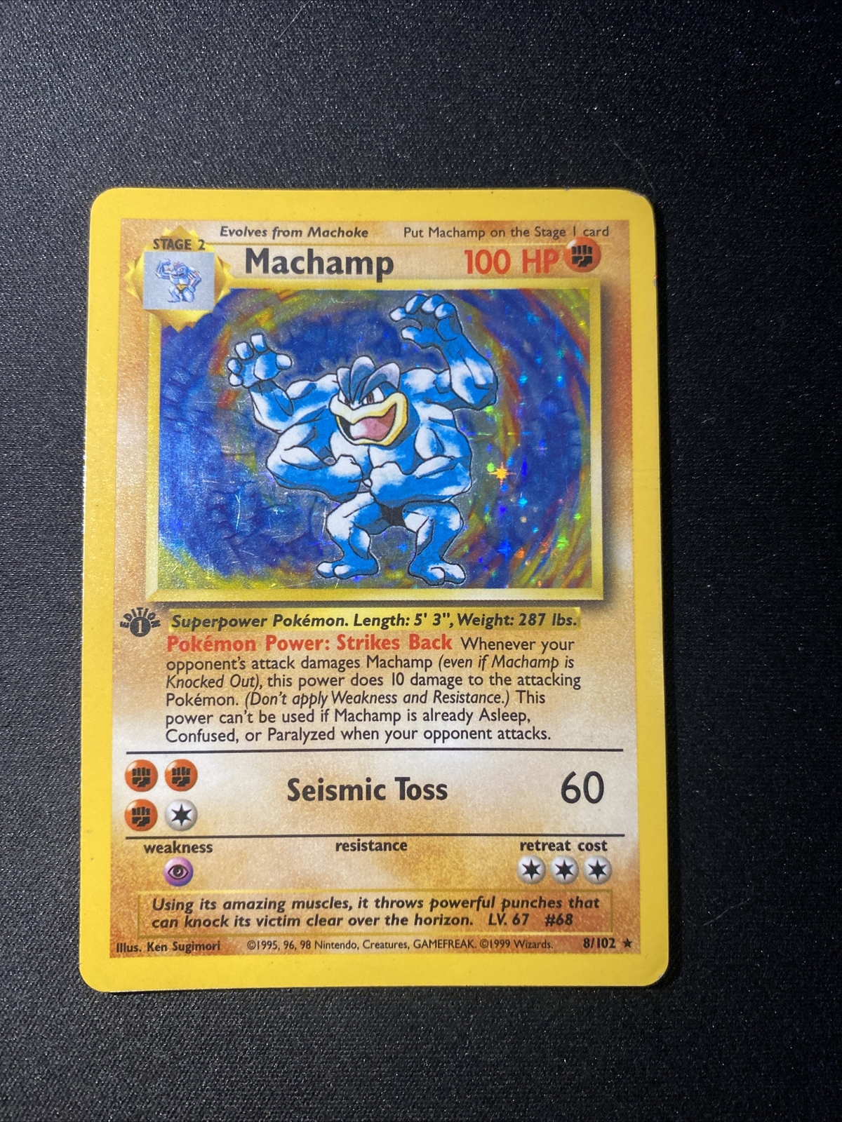 1995 Pokemon Machamp 1st Edition Holo Card. 8/102 Good Condition | eBay