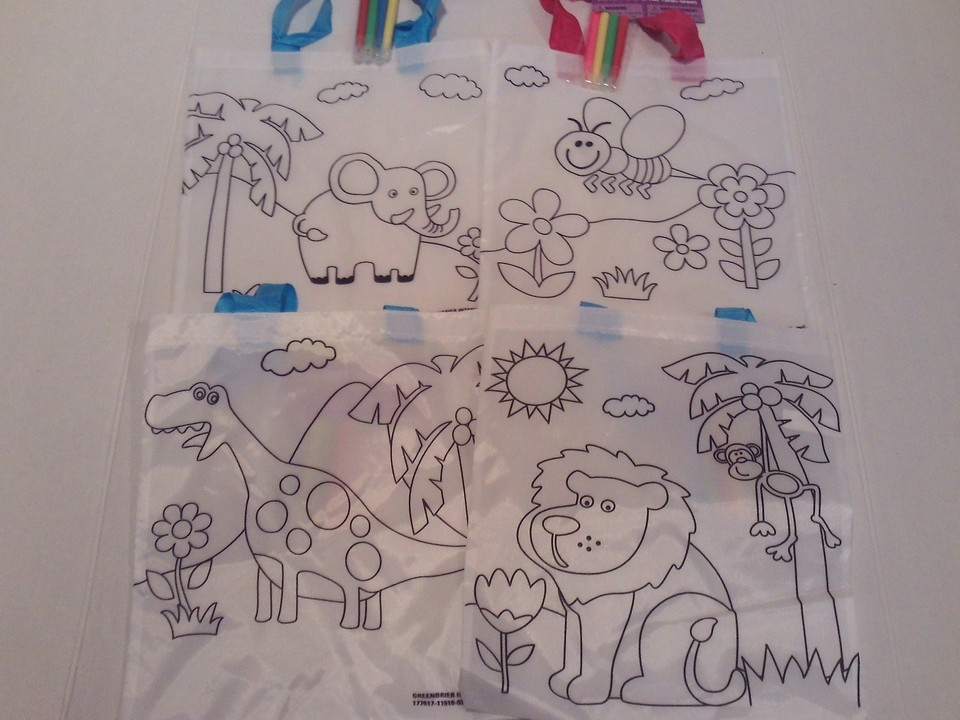 Color Your Own Tote Bag w/Markers - Arts/Crafts, Design Handbag Kids ...