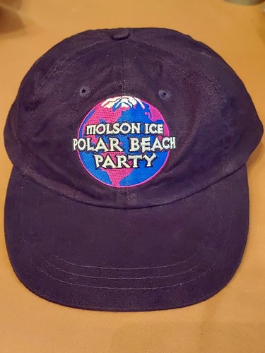 Vintage Molson Ice Polar Beach Party Resolute Bay Black Adjustable Hat ...