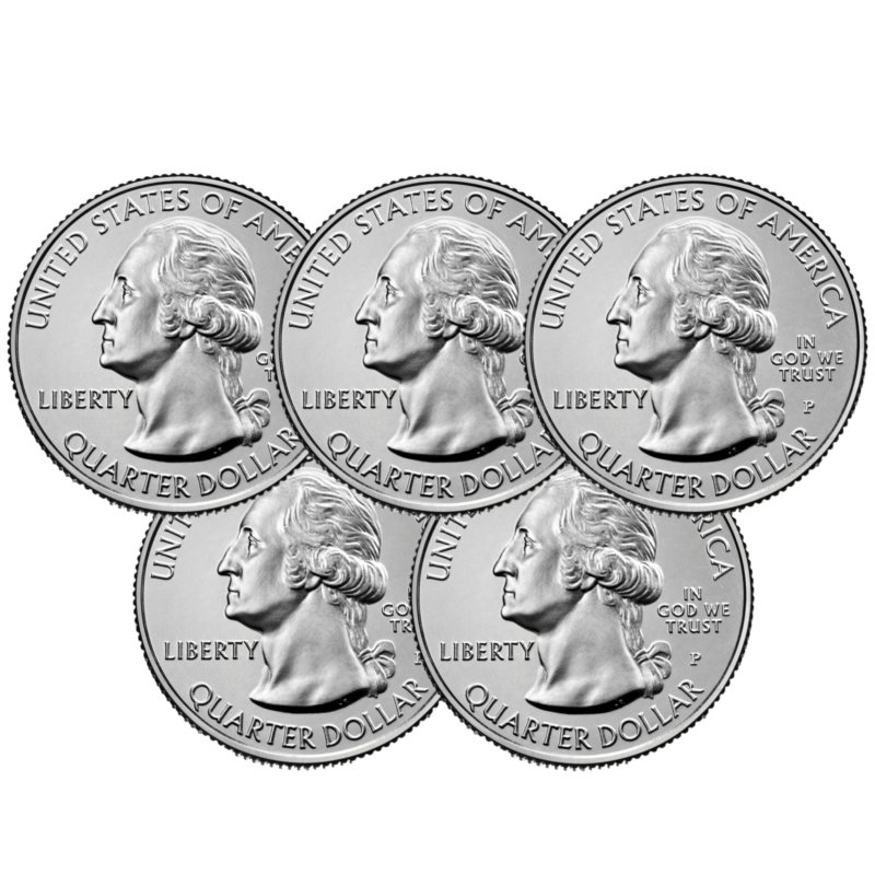 🇺🇸 US 25 cents, America the Beautiful Quarters - full set of 5 coins ...
