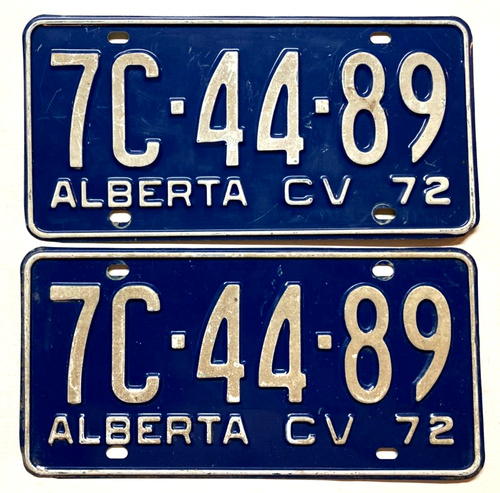 PAIR 1972 Alberta CV (Commercial Vehicle) License Plates 7C-44-89 | eBay