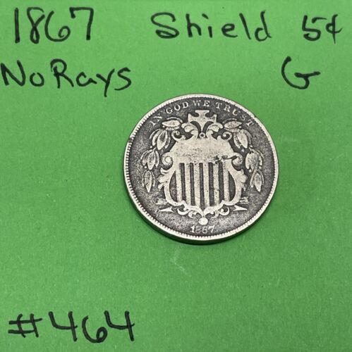 1867 Shield Nickel 5 Cent Piece- No Rays See Pictures | eBay