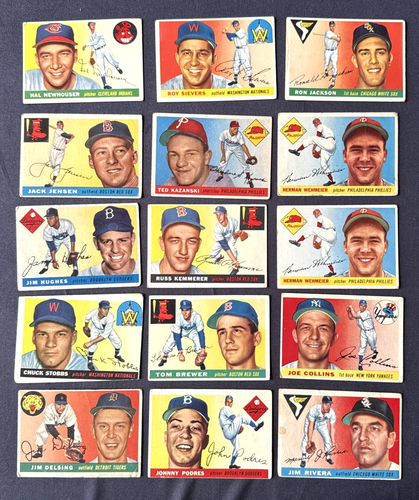 x15 Lot 1955 Topps Baseball Cards Various Vintage MLB Players Poor ...