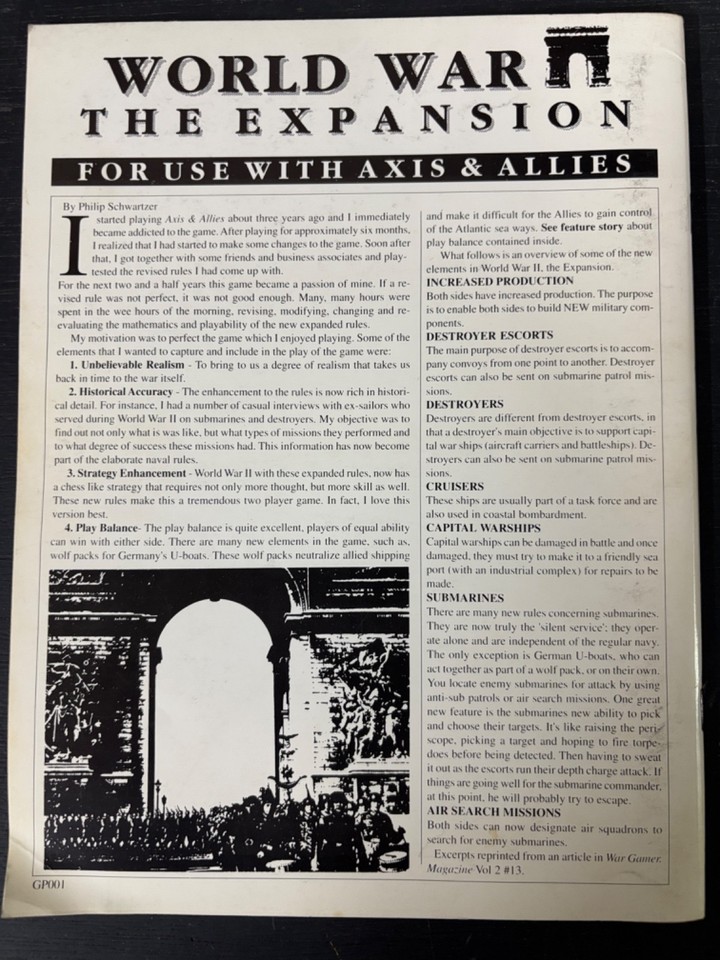 GAMERS PARADISE - WORLD WAR II Expansion 1 - Axis and Allies 1989 - 48 ...
