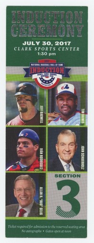 Baseball Hall of Fame 2017 HOF Induction VIP Ticket Section 3 MLB | eBay