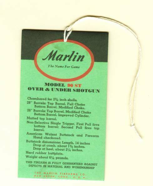 Marlin Model 90 ST Factory Hang Tag / Manual Reproduction | eBay