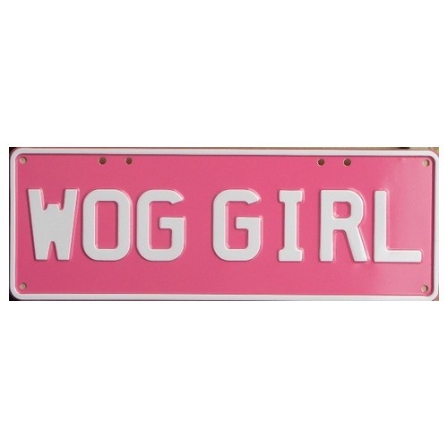 Novelty Number Plate - Wog Girl - White On Pink AUS Licence Plate Sign ...