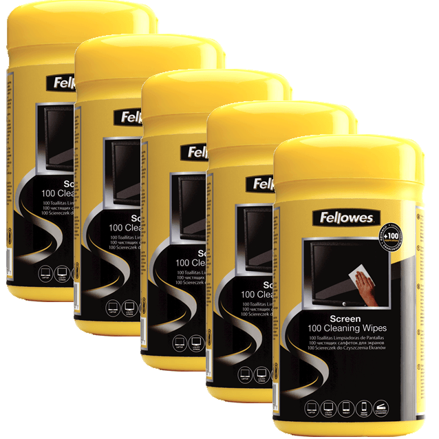 NEW 5 Tubs Fellowes Screen Cleaning Wipes Tub 100 PC Monitor Computer ...