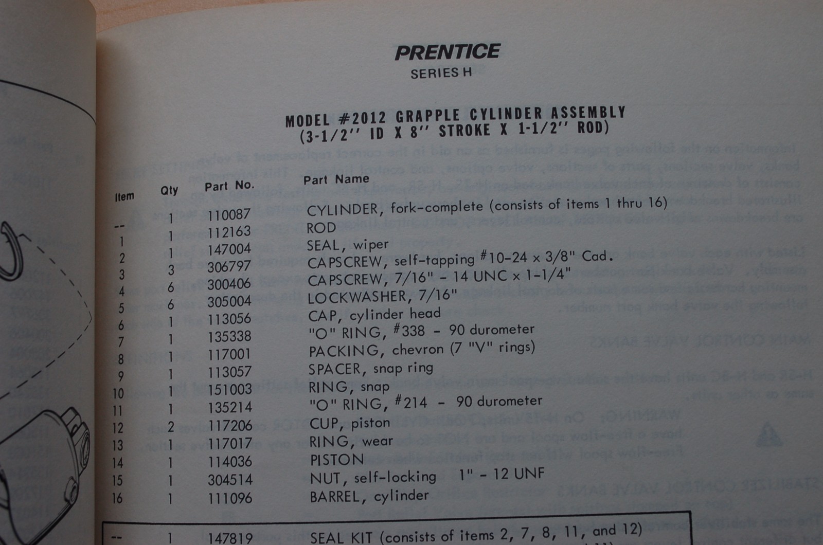 Prentice H-TS SR BC Truck Mount Knuckle Boom Log Loader Parts Manual ...