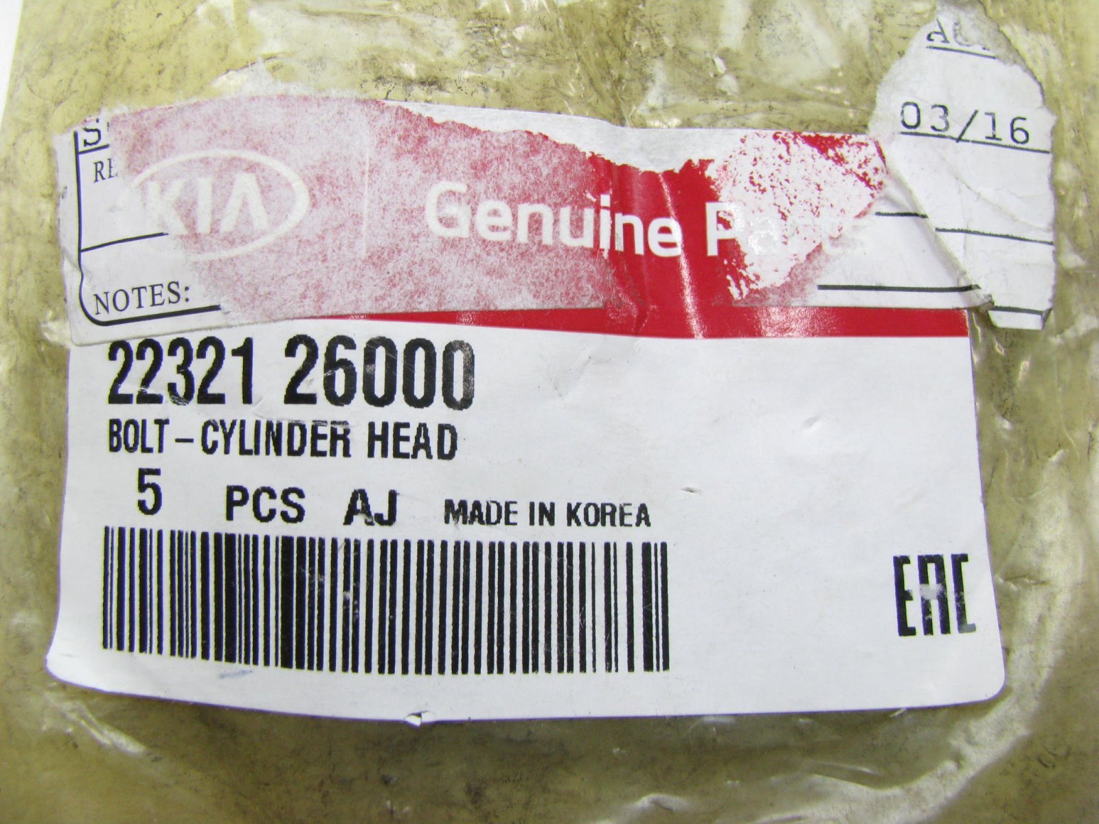 (5 Pcs) Engine Cylinder Head Bolts OEM For 05-11 Kia Rio 2232126000 | eBay