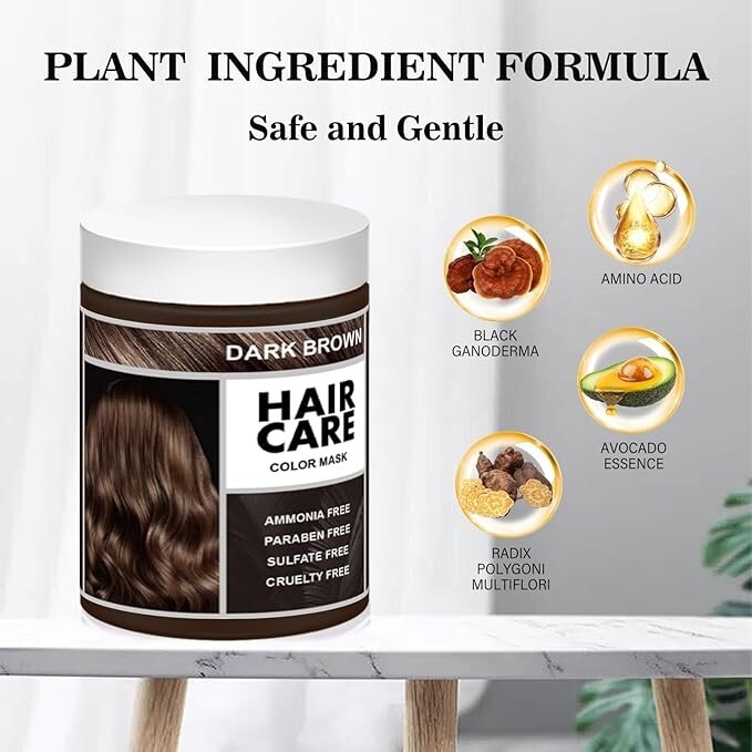 Color Depositing Semi-Permanent Hair Mask Natural Ammonia free (Dark ...
