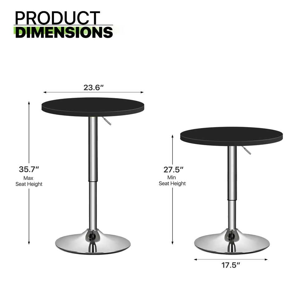 Bistro Pub Bar [360-DEGREE SWIVEL] Round Table Adjustable Height Wooden ...