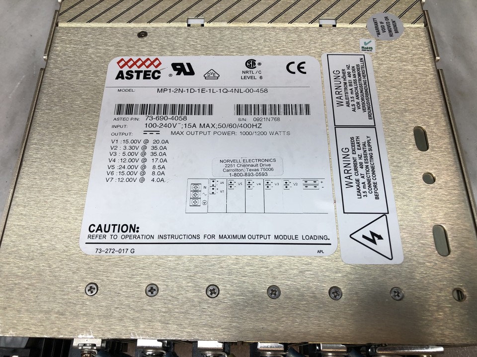 ASTEC MVP Series MP1-2N-1D-1E-1L-1Q-4NL-00-458 Variable Power Supply ...