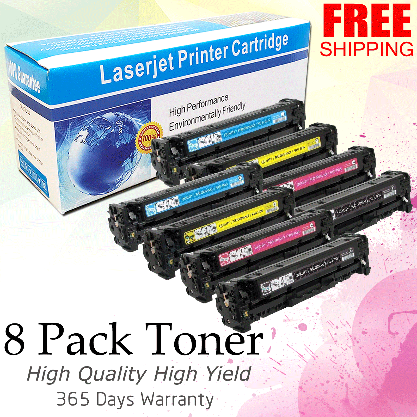 8 CRG131 BYCM Color Laser Toner SET For Canon131 ImageCLASS LBP-7100CN ...