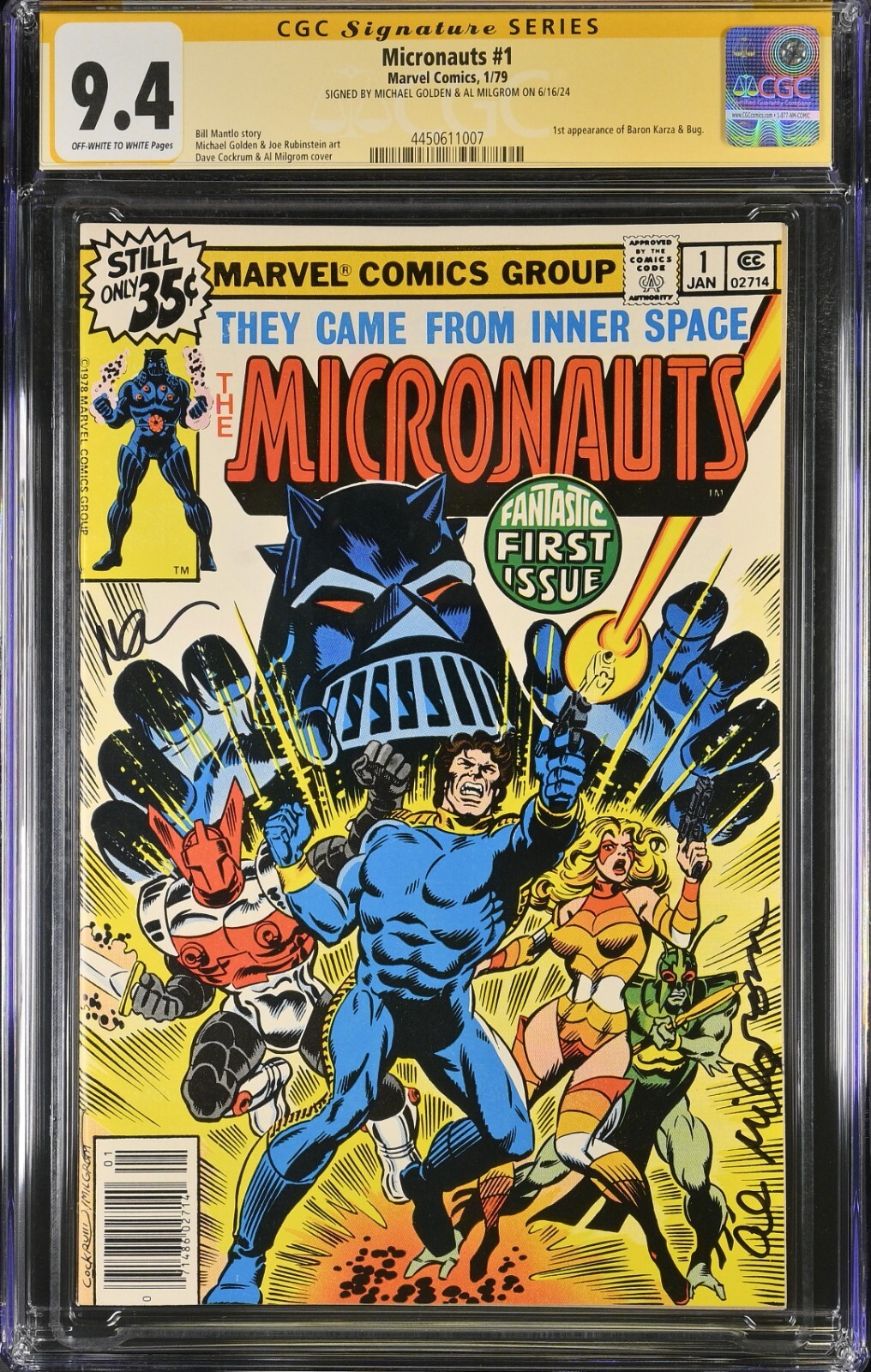 Micronauts 1 CGC 9.4 NM 1979 SS: Michael Golden/Al Milgrom_1st Baron ...