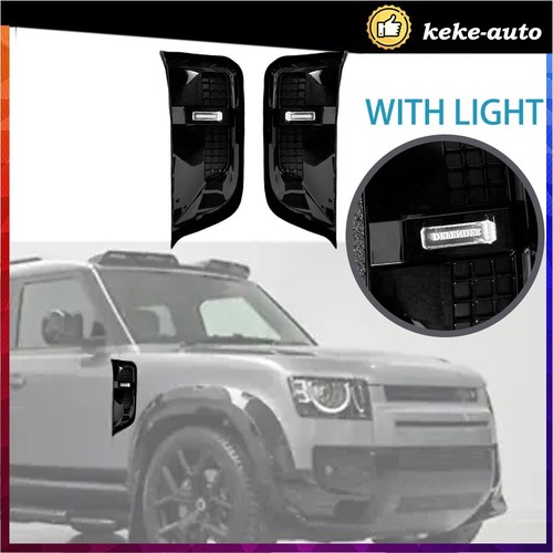 Glossy Black Side Fender Vent Wing Cover For Land Rover Defender 90/110 ...