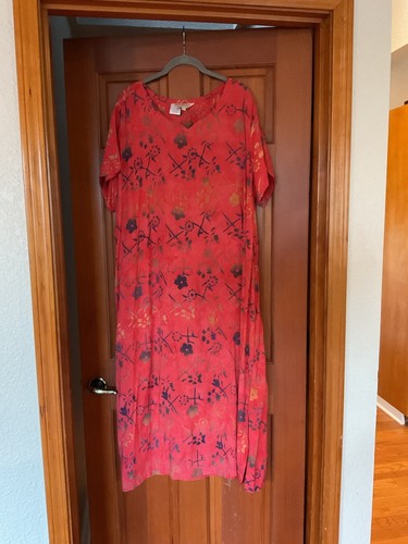 Norm Thompson Plus Size Red, Black And Tan Floral Dress 3x | eBay