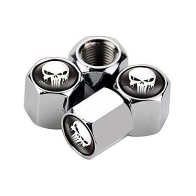 4 Pack Car Valve Stem Caps, Skull Tire Air Valve Caps for 4 PCS Silver ...