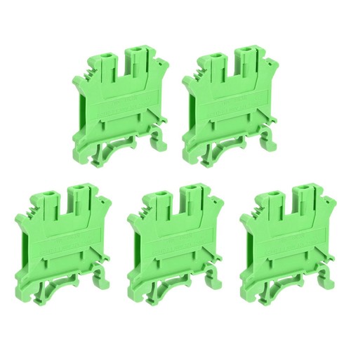 DIN Rail Mount Terminal Blocks Screw Type Clamp Green UK3N Pack of 20 ...