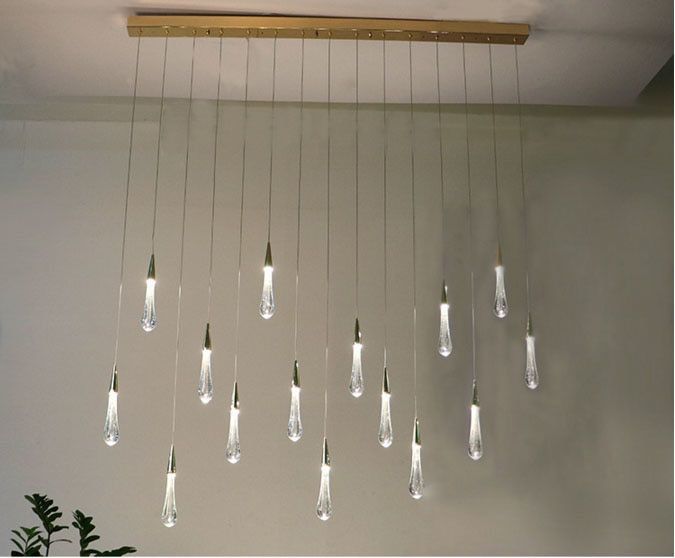 Gold Water Drop Crystal Pendant Light Luxury LED Lamps Modern Indoor ...