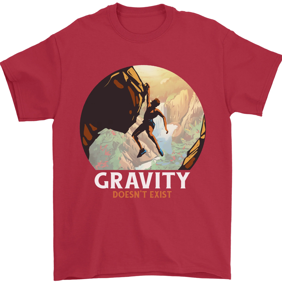 Rock Climbing Gravity Doesnt Exist Funny Climber Mens T-Shirt 100% Cotton | eBay